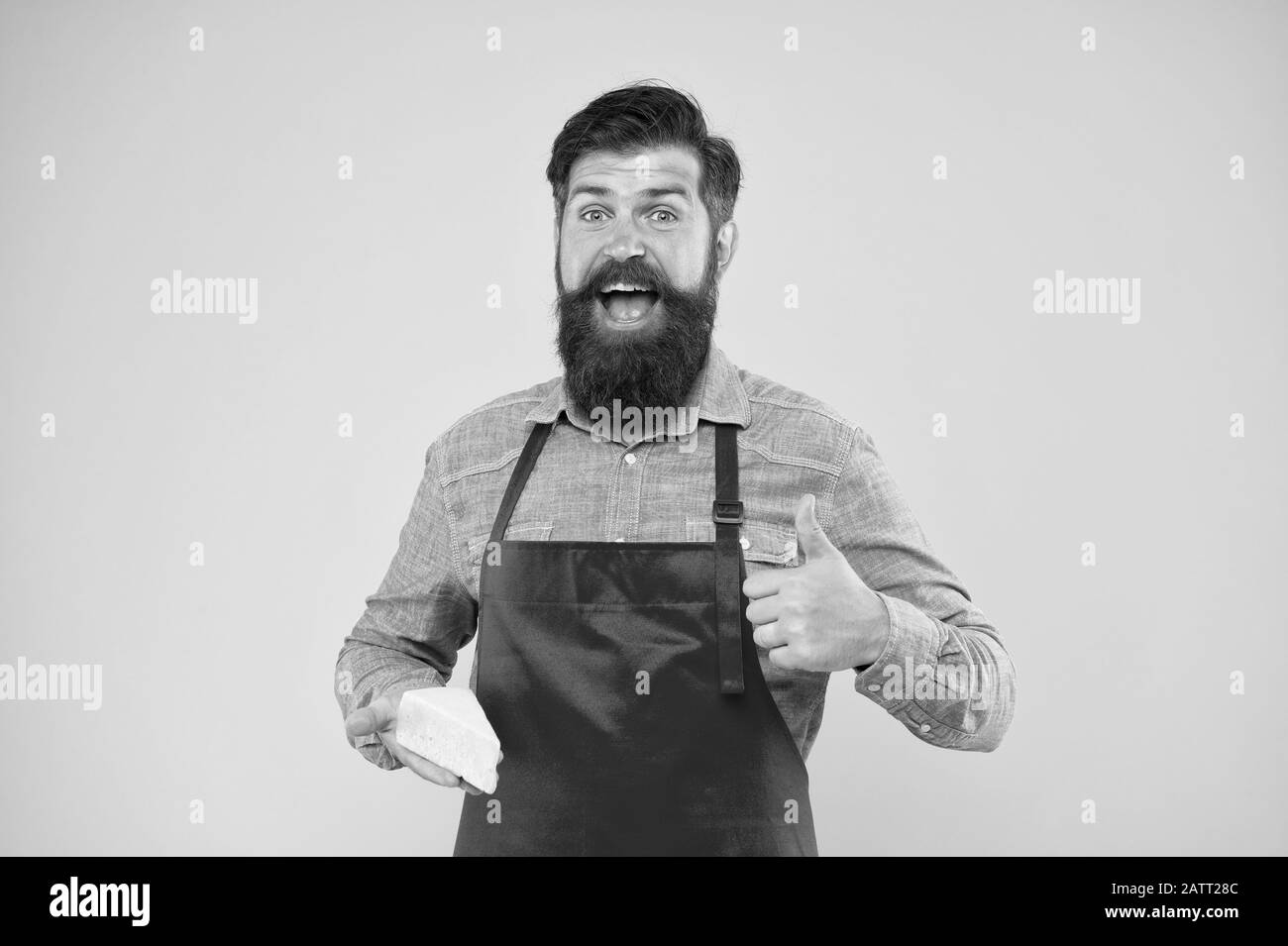 best cheese i have ever taste. cheese maker. hipster with beard in chef ...