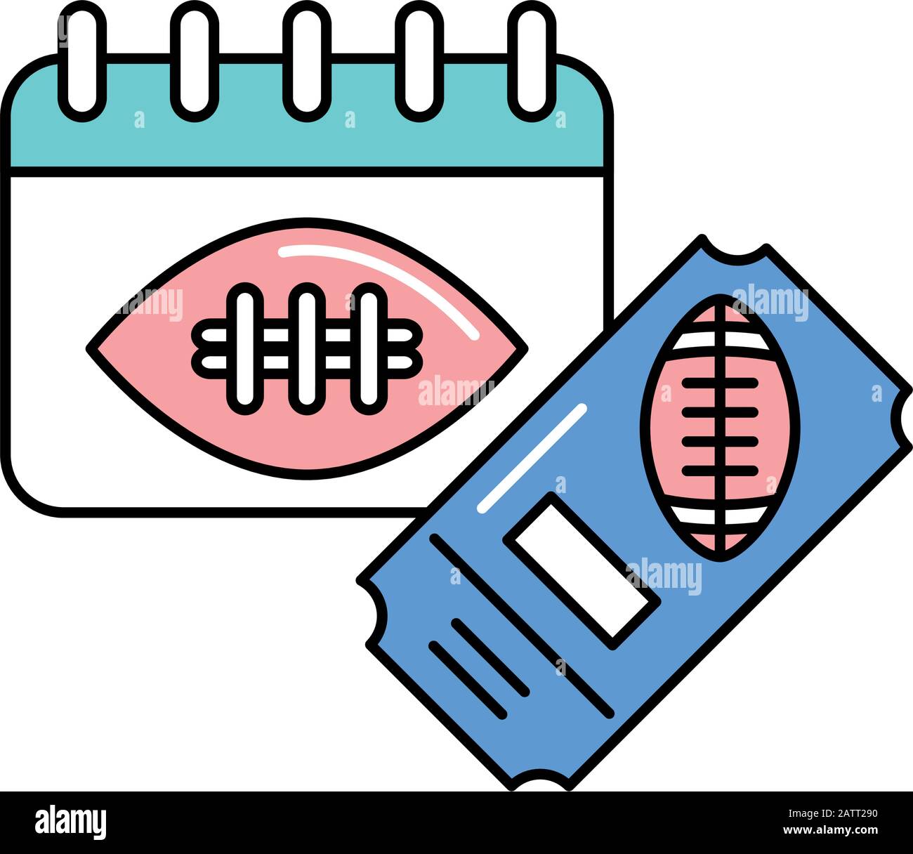 american football sport balloon in calendar with ticket Stock Vector ...