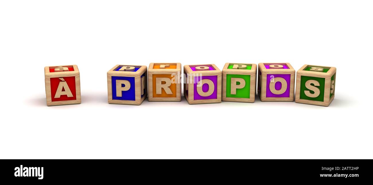 A Propos Text Cube (Isolated on white background Stock Photo - Alamy