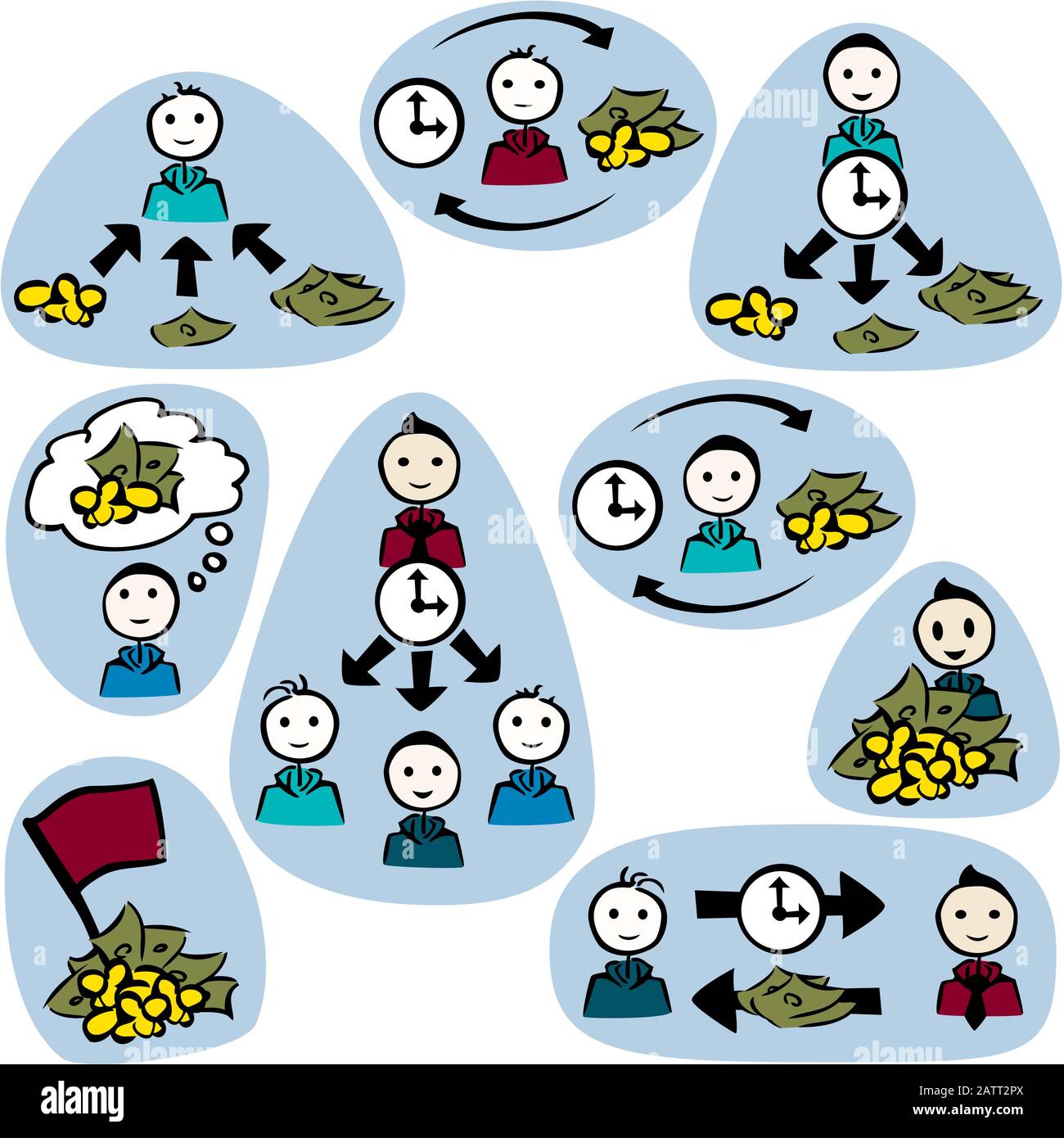 set 9 icons simple male money coins bills time flag think arrows ...