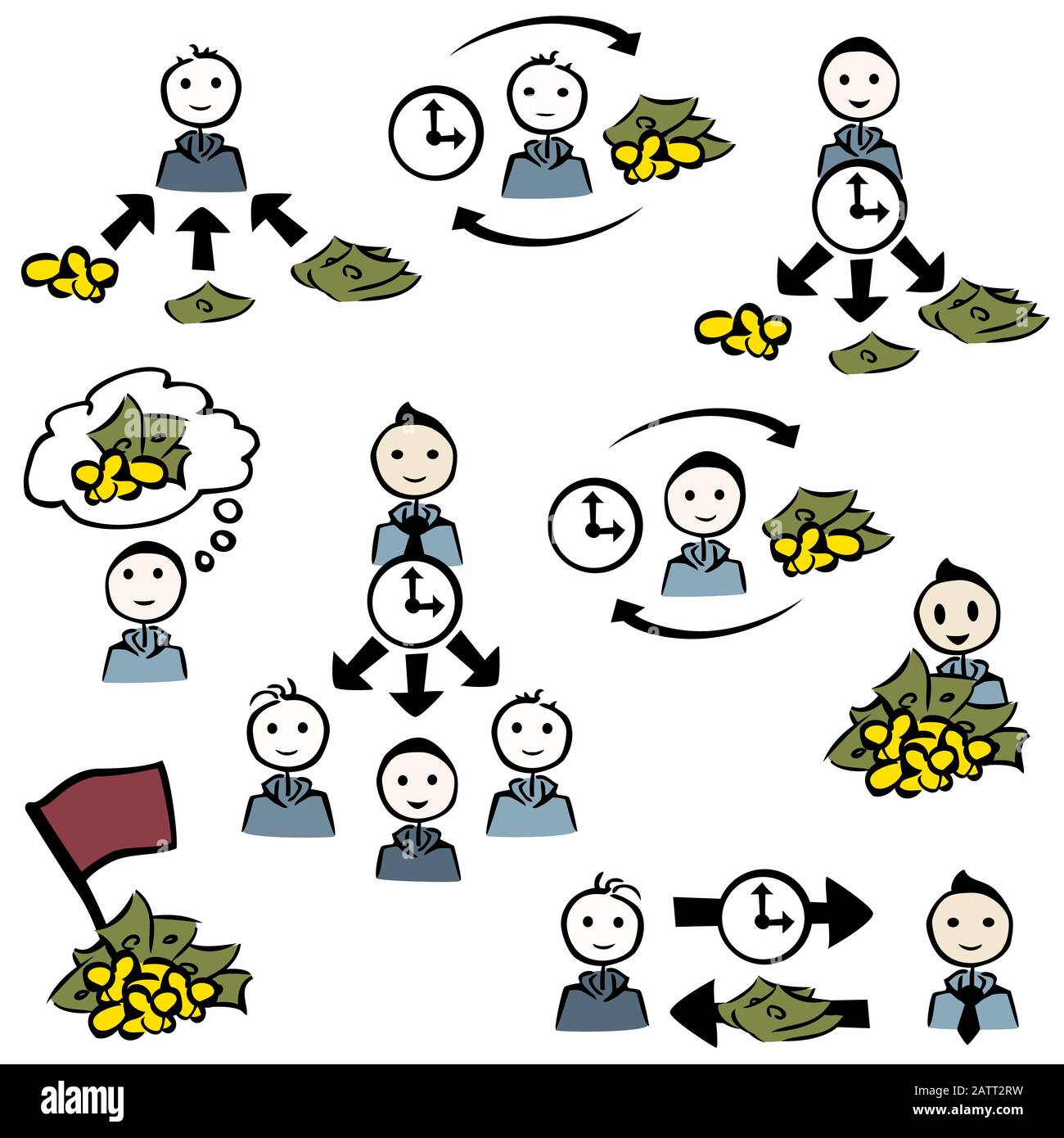 set 9 icons simple male money coins bills time flag think arrows by ...