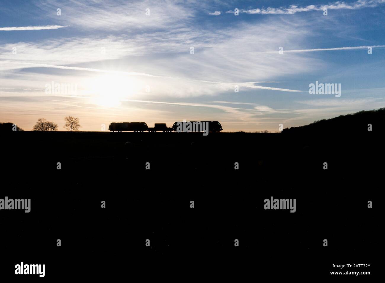 2 Direct rail Services class 68 locomotives near Carnforth with a ...