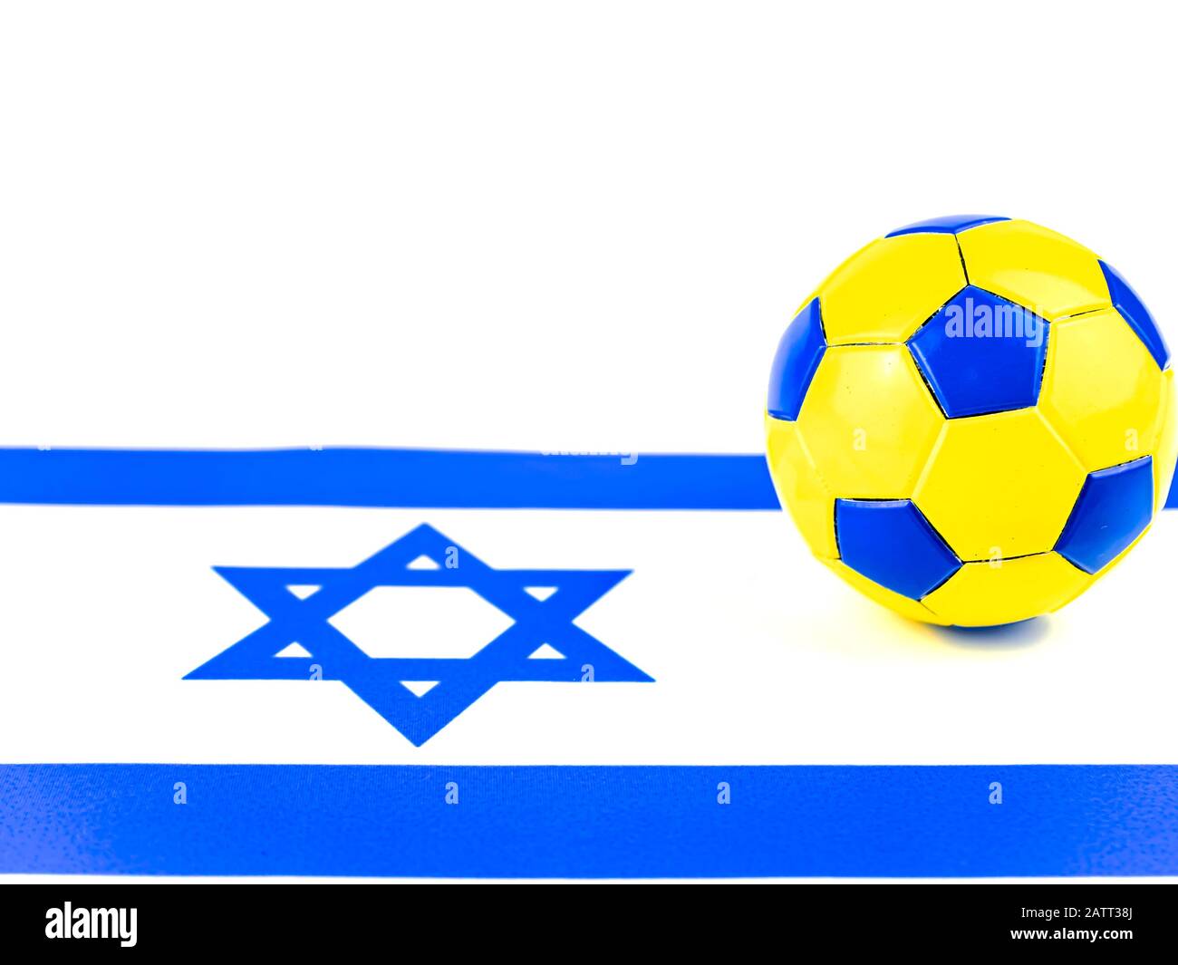Soccer ball on the background of the flag of Israel Stock Photo - Alamy