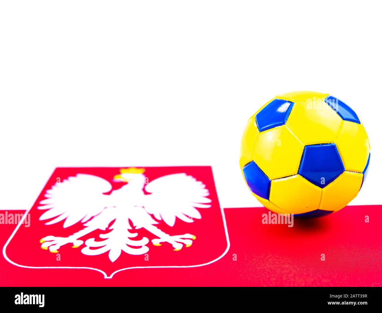 Soccer ball on the background of the flag of Poland Stock Photo - Alamy