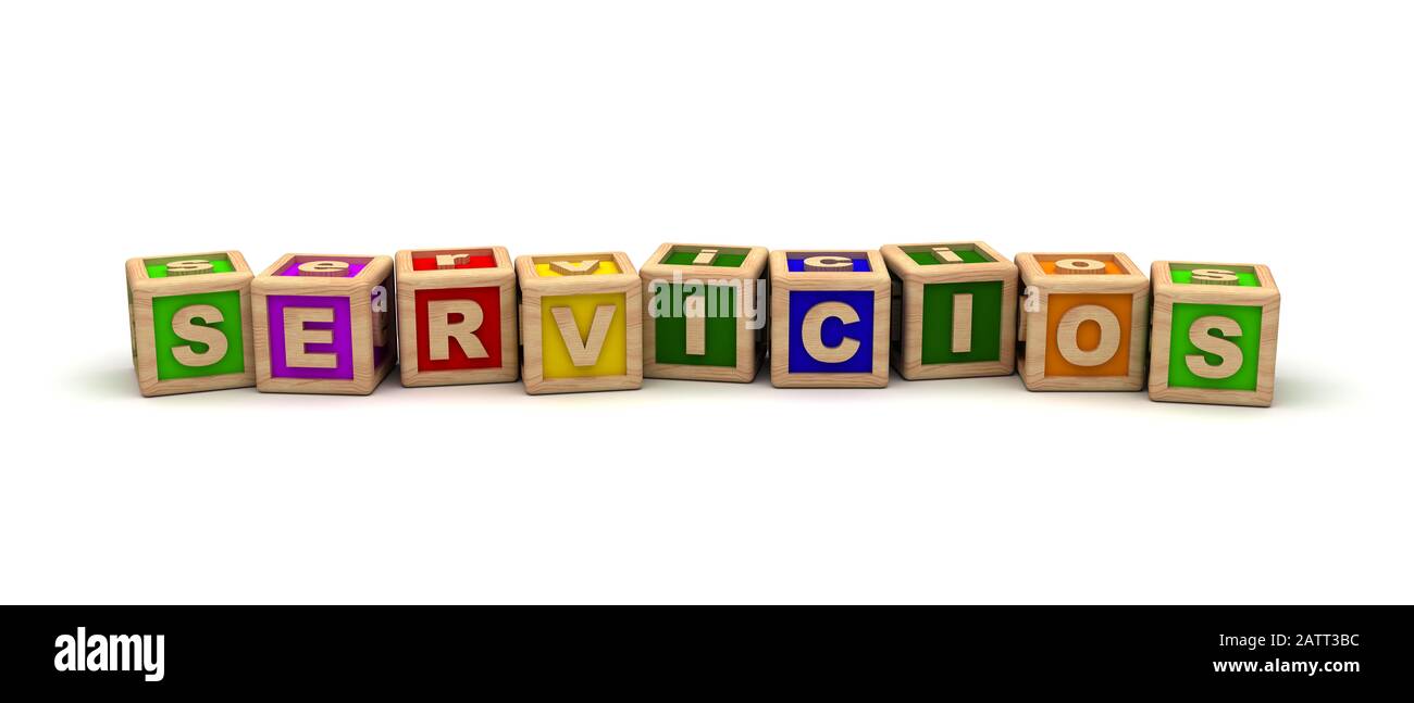Servicios Text Cube (Isolated on white background Stock Photo - Alamy