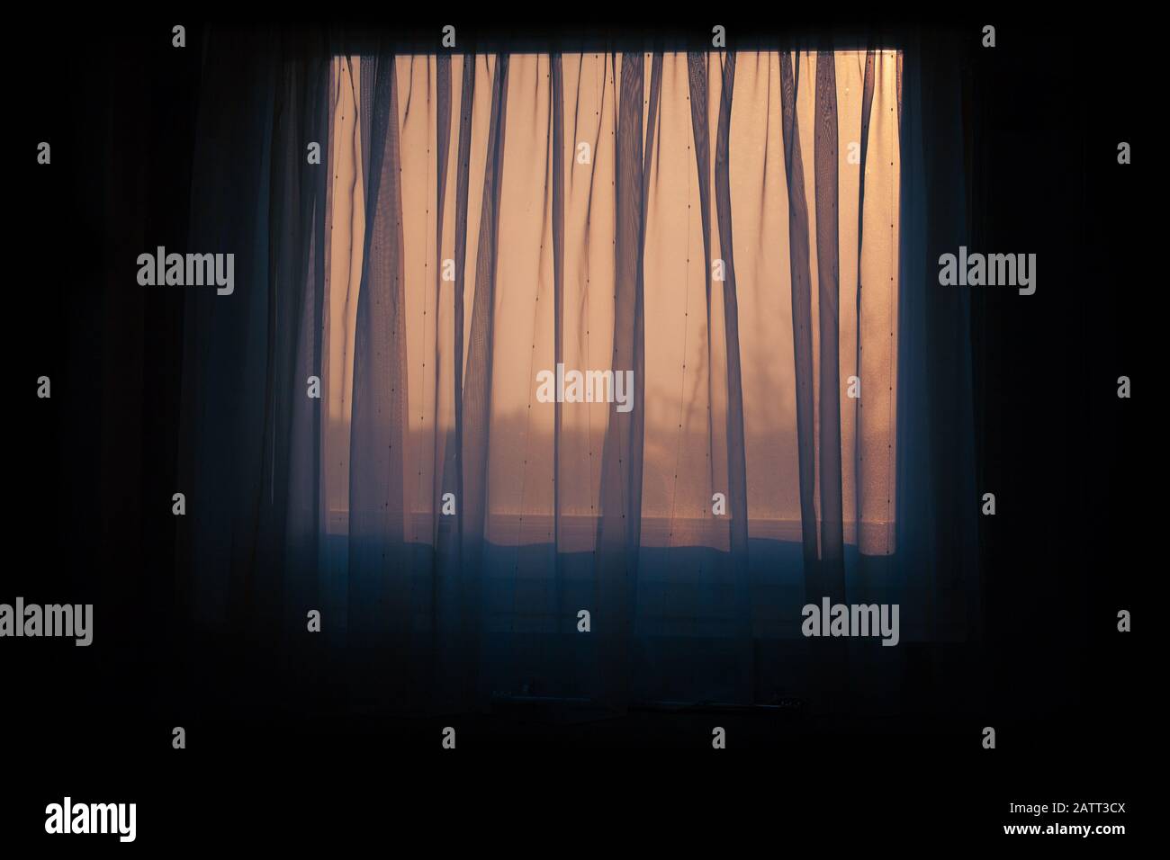 closed window with transparent curtains Stock Photo - Alamy