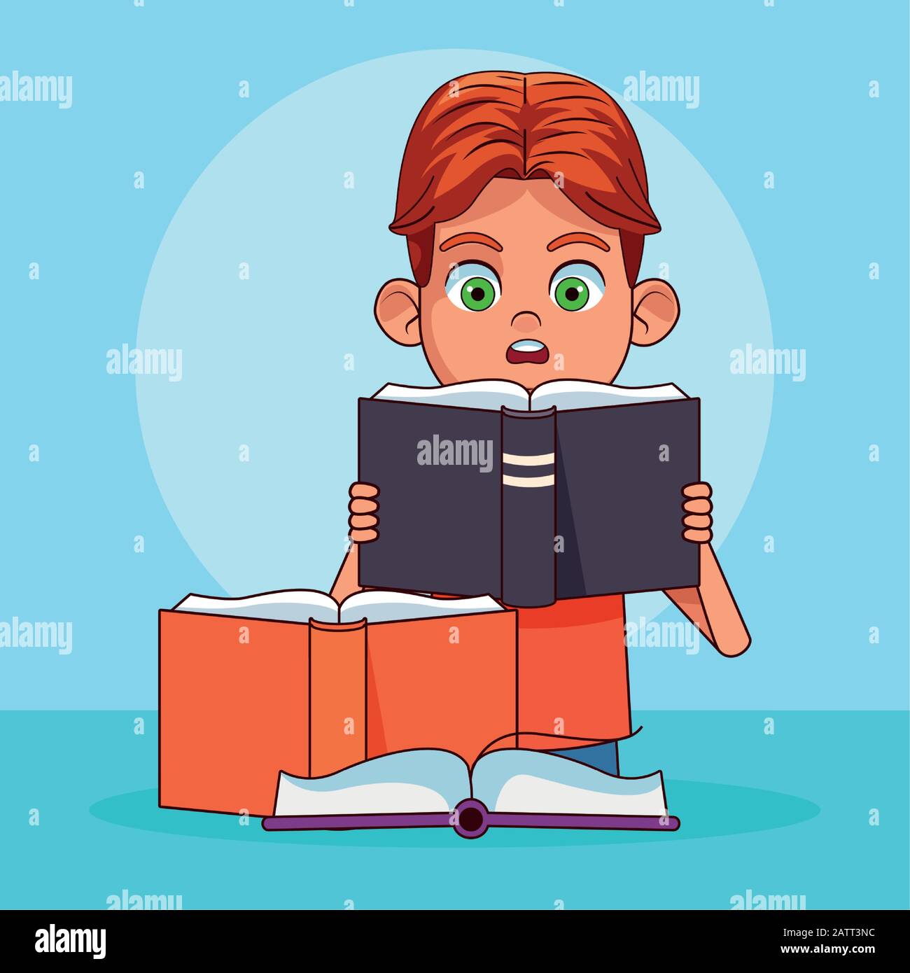 cartoon happy girl reading a book, colorful design Stock Vector Image ...