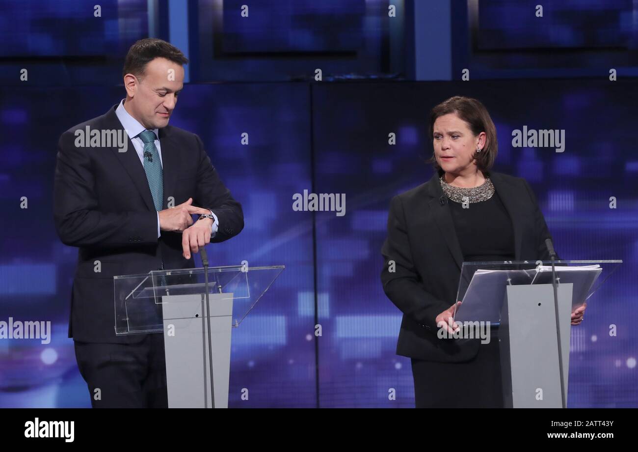 Fine Gael leader Leo Varadkar and Sinn Fein President Mary Lou McDonald during a commercial ...