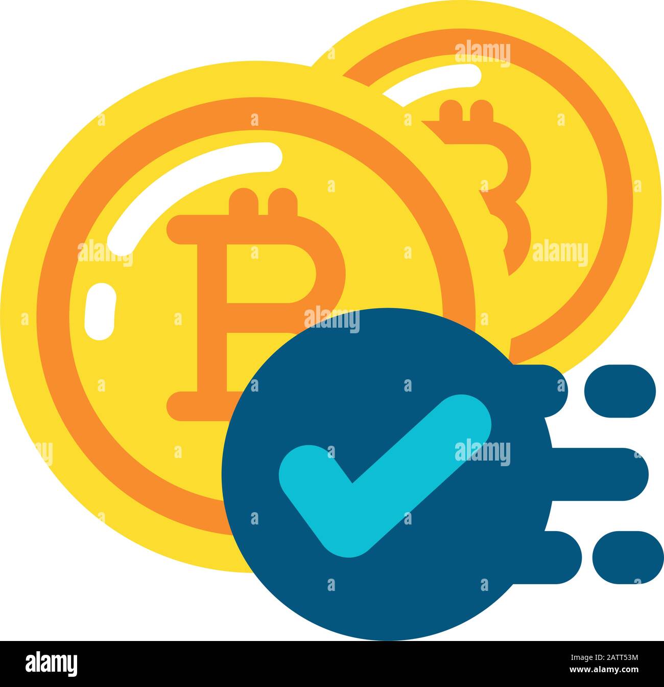 Bitcoins and check mark design of Cryptocurrency money currency ...
