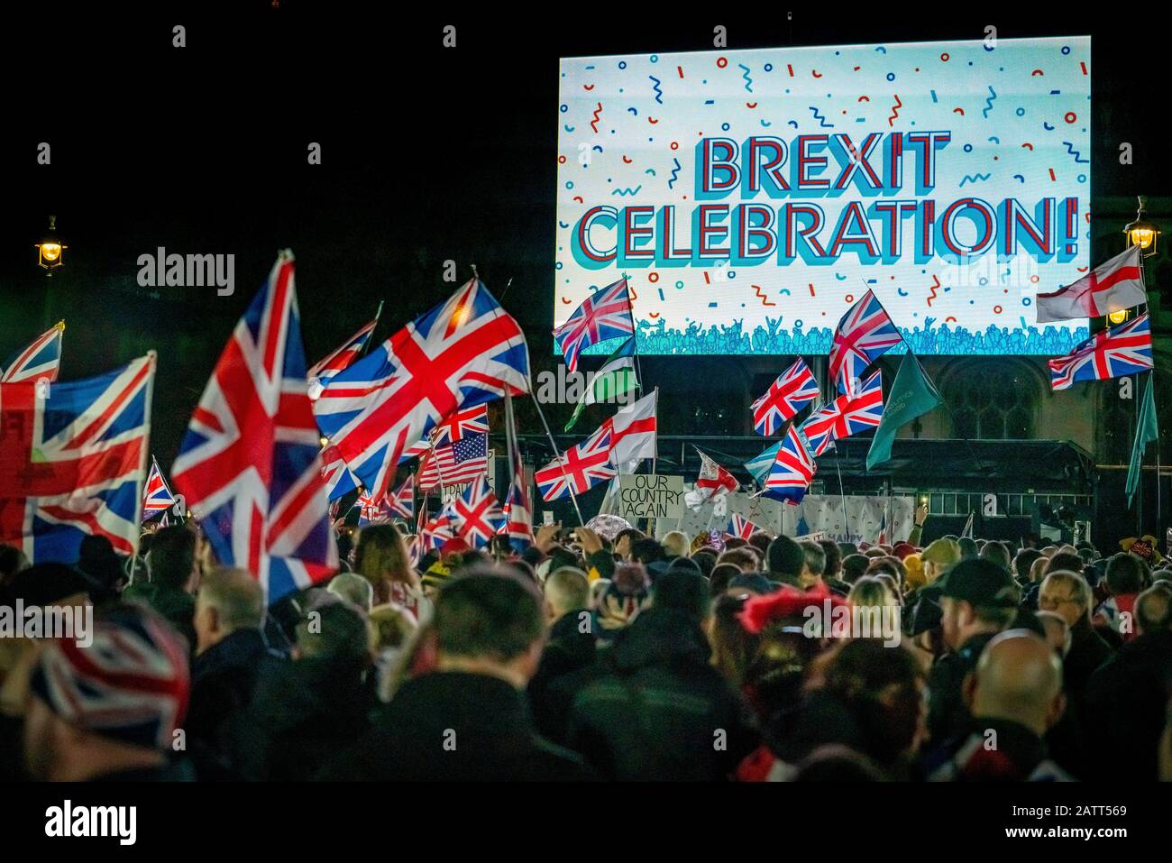 UK Brexit Day 31st Jan 2020. Celebrations in London as the UK finally ...