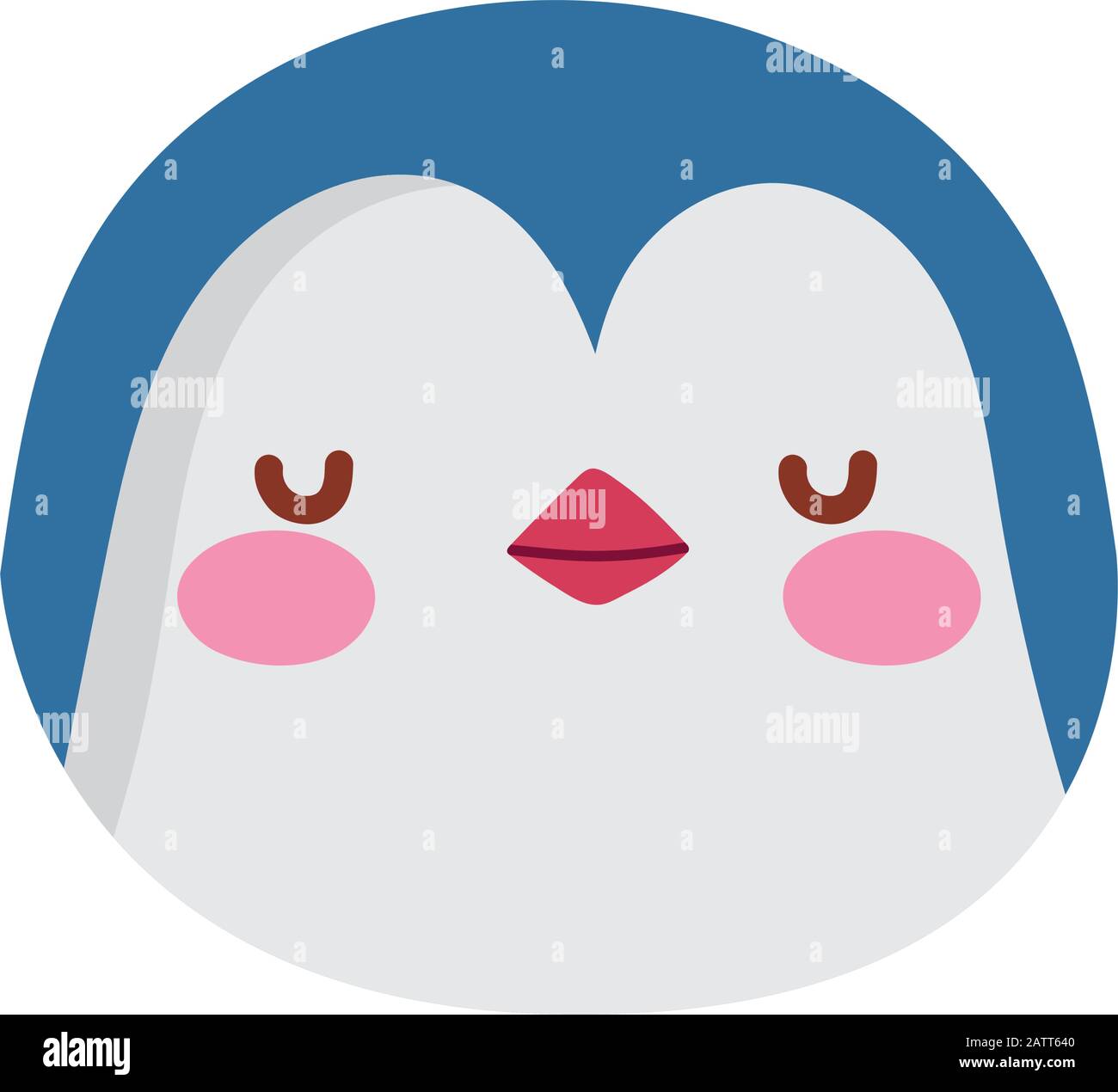 cute penguin face cartoon character on white background vector ...