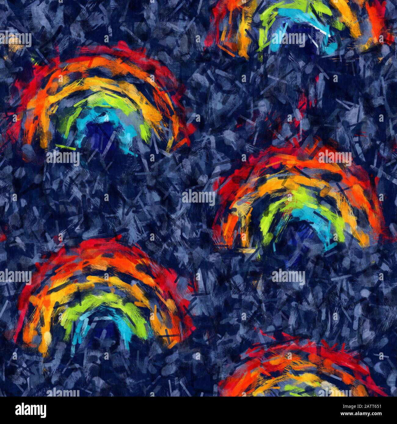 Rainbow brushed mottled vivid painting indigo tile Stock Photo - Alamy