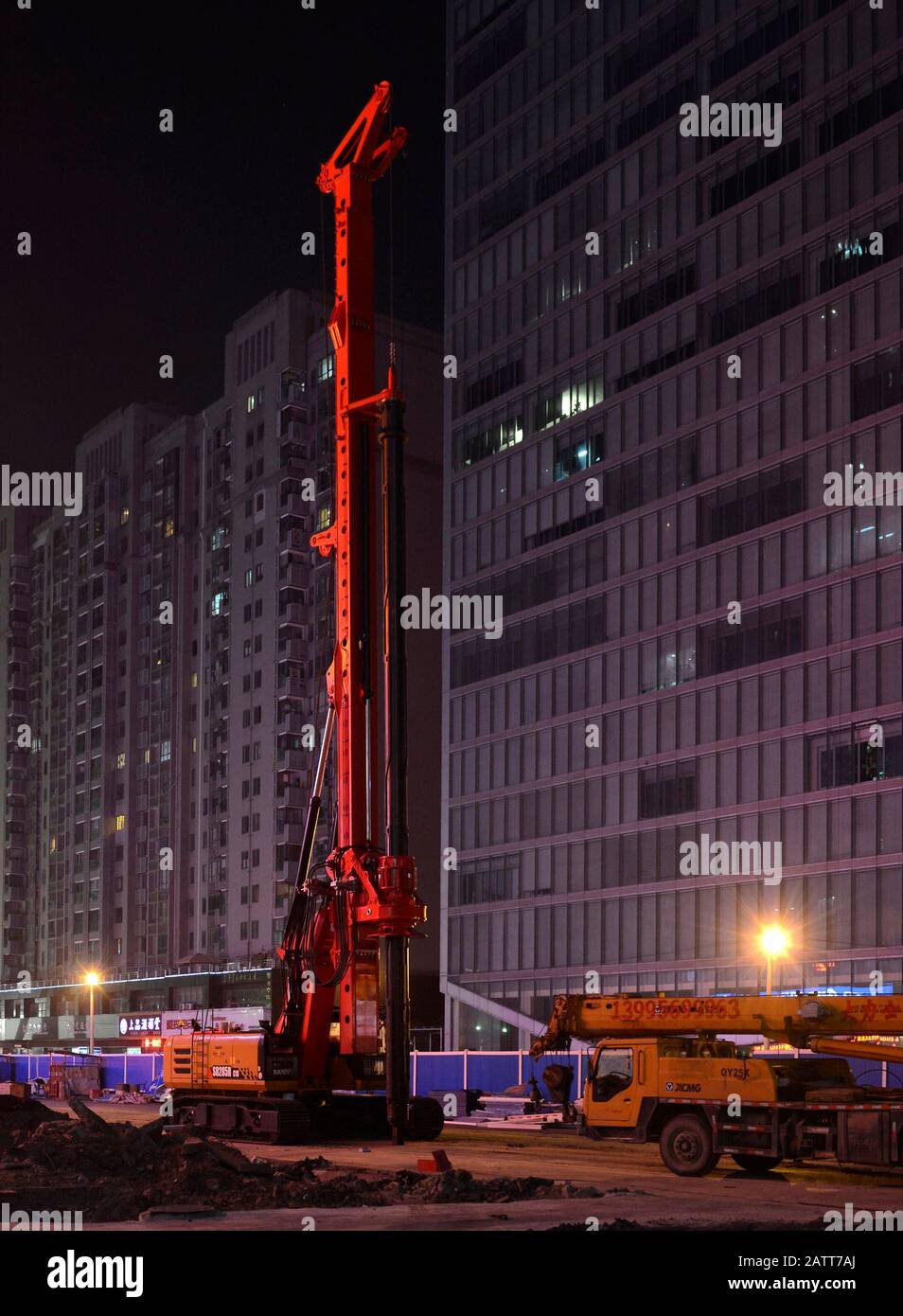 Piling machine at metro construction site, Hankou, Wuhan, China Stock ...