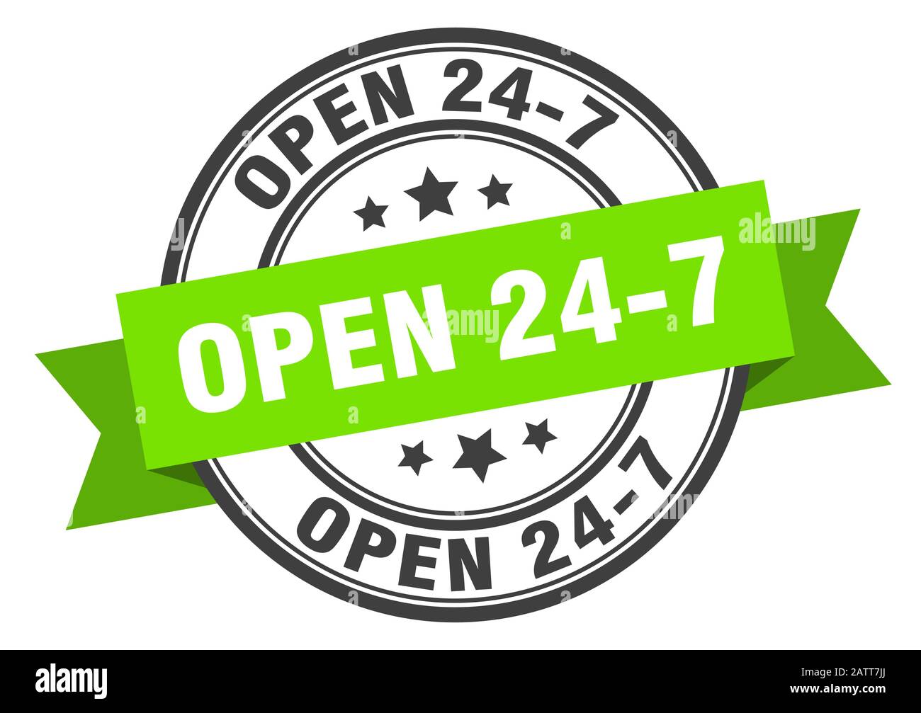 open 24 7 label. open 24 7round band sign. open 24 7 stamp Stock Vector ...