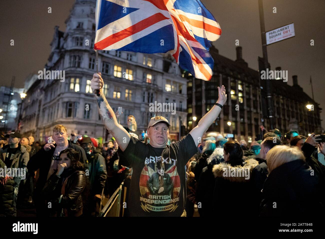 UK Brexit Day 31st Jan 2020. Celebrations in London as the UK finally ...