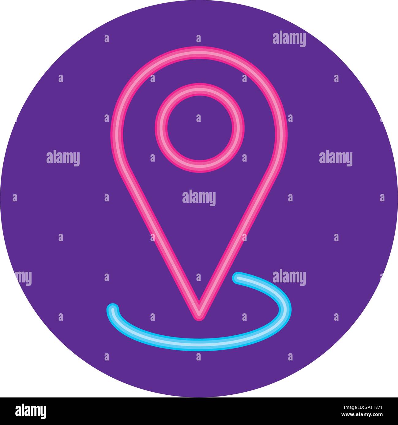 Neon gps mark design, Map travel navigation route road location ...
