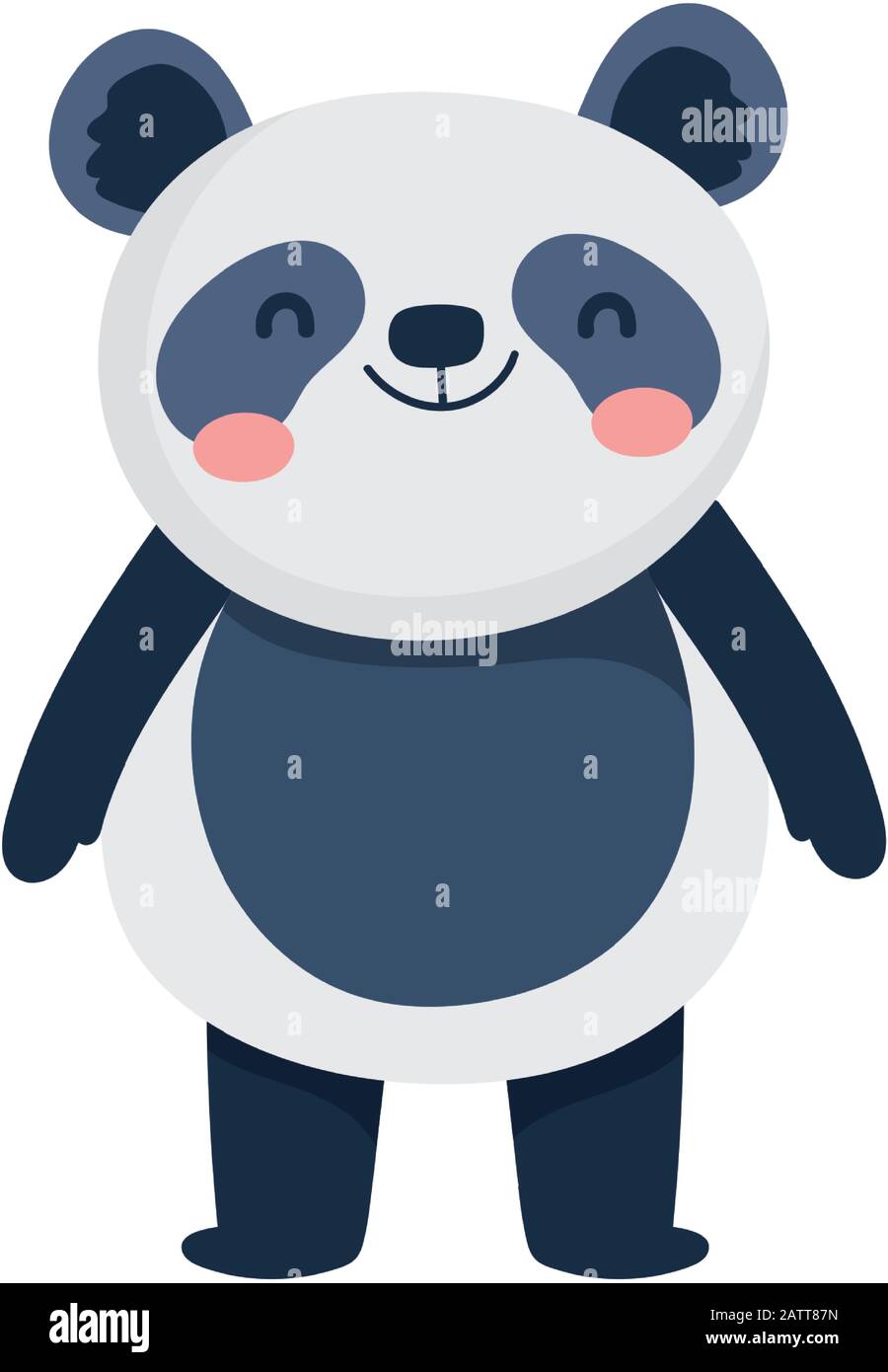 cute little panda cartoon character on white background vector ...
