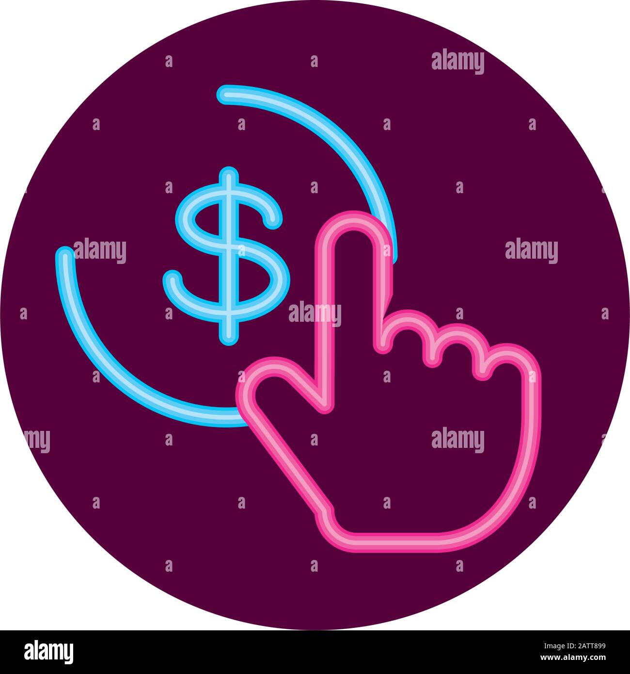 Neon coin and hand design of Shopping commerce market store shop retail ...