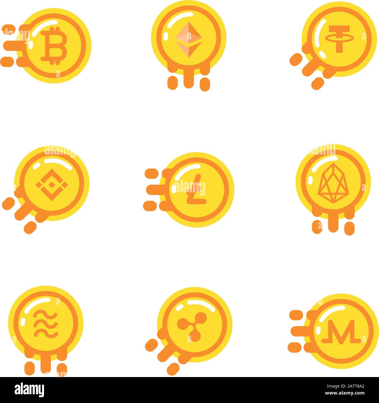 Coins set design of Cryptocurrency money currency exchange financial ...
