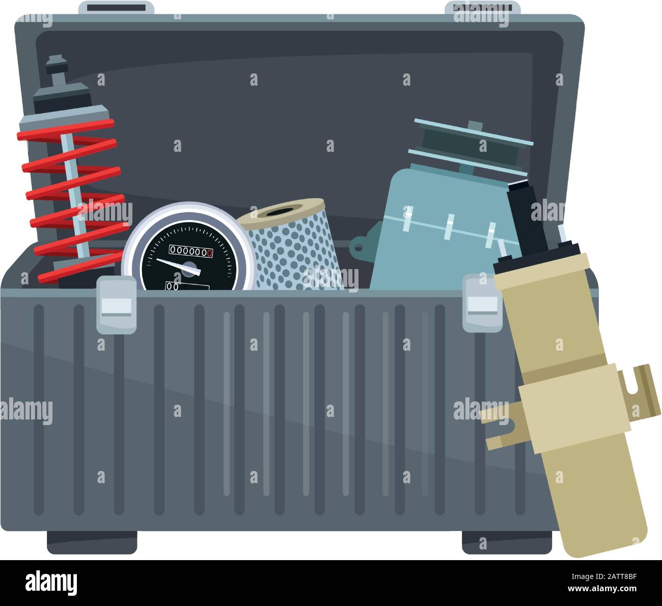 car parts in a tools box over white background Stock Vector Image & Art ...