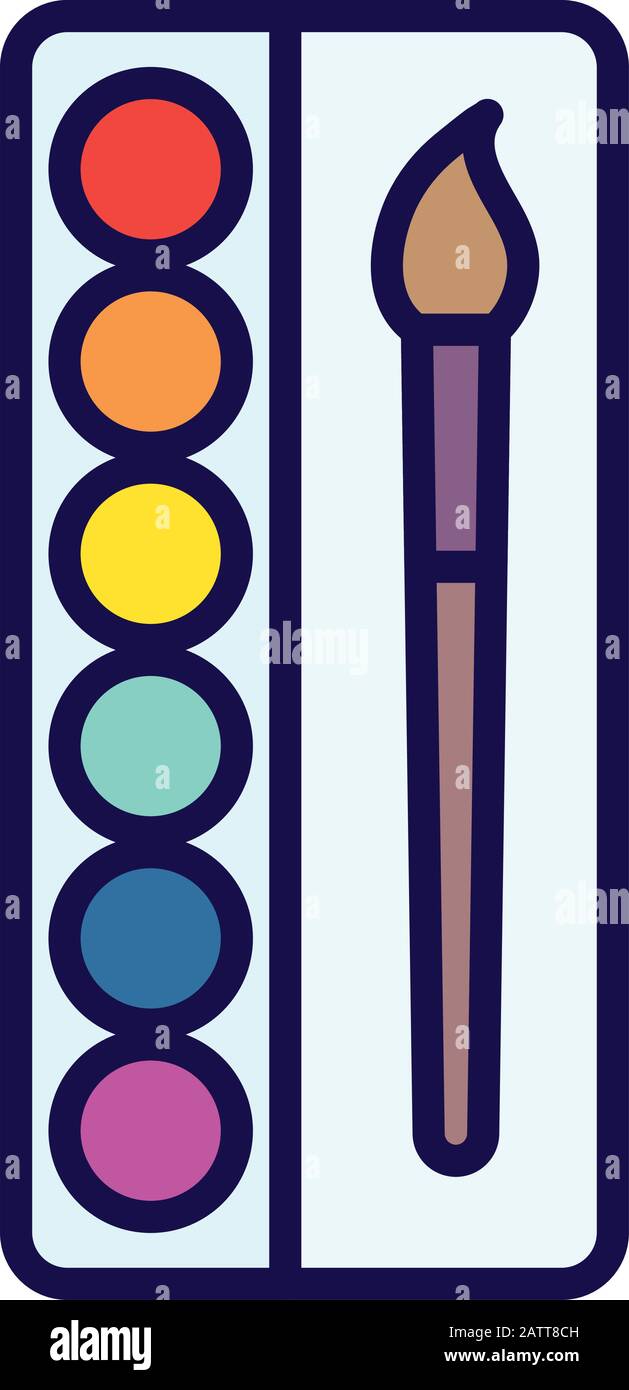 back to school paintbrush color palette artistic draw on white ...