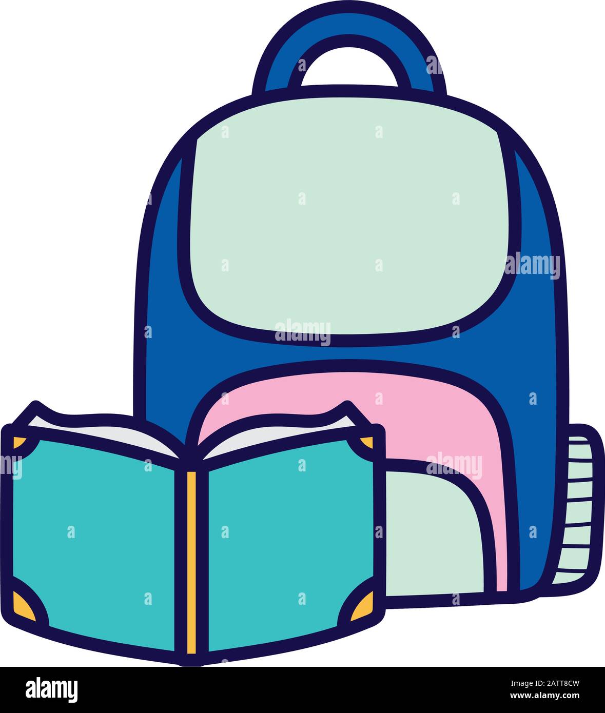 back to school education open book and backpack supply vector ...