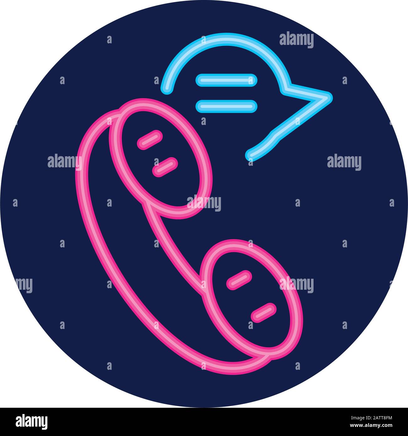 Neon communication bubble and phone design, Message discussion ...