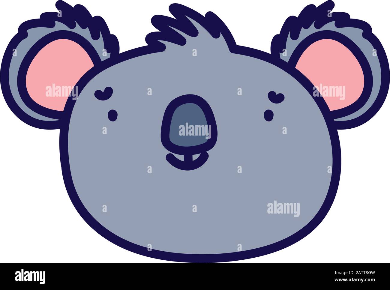 cute koala face cartoon character on white background vector ...