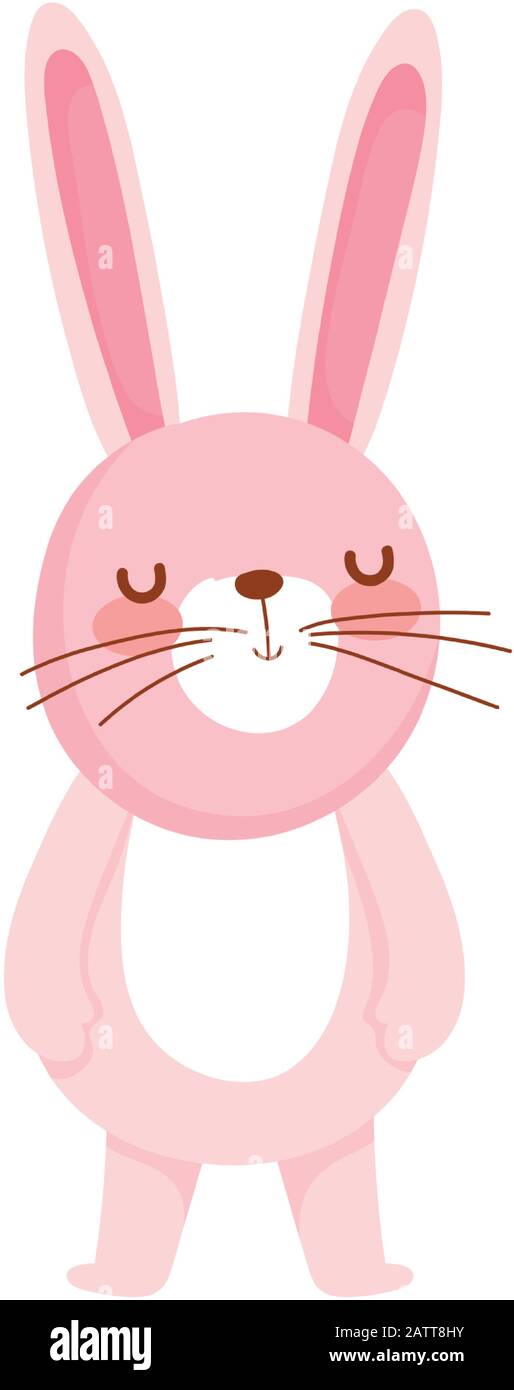 cute little rabbit cartoon character on white background vector ...