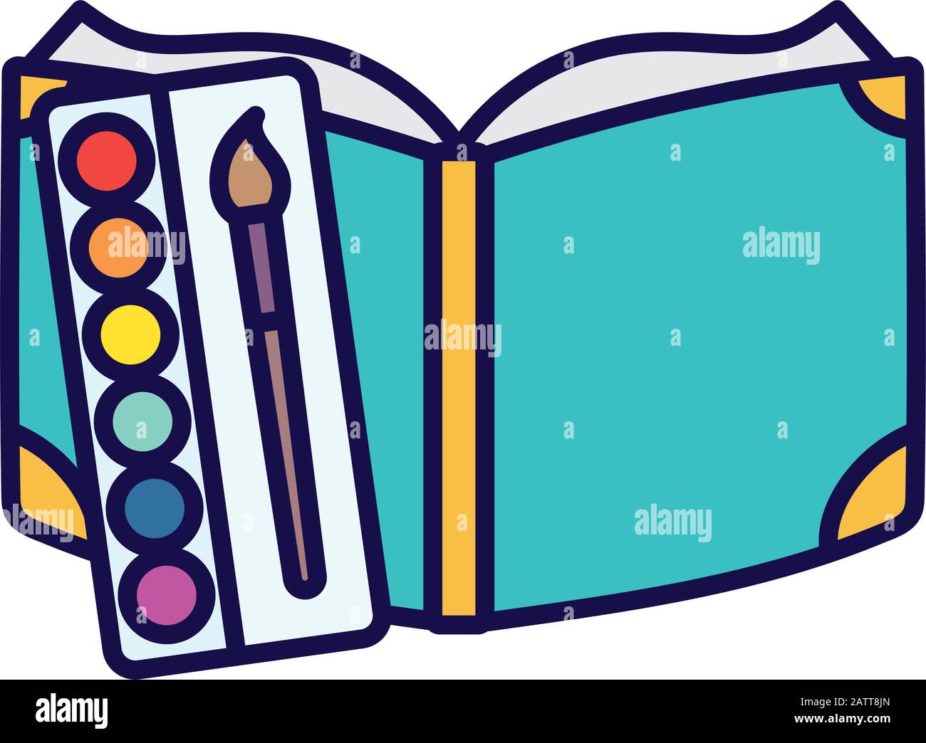 back to school education open book and palette color brush art vector ...