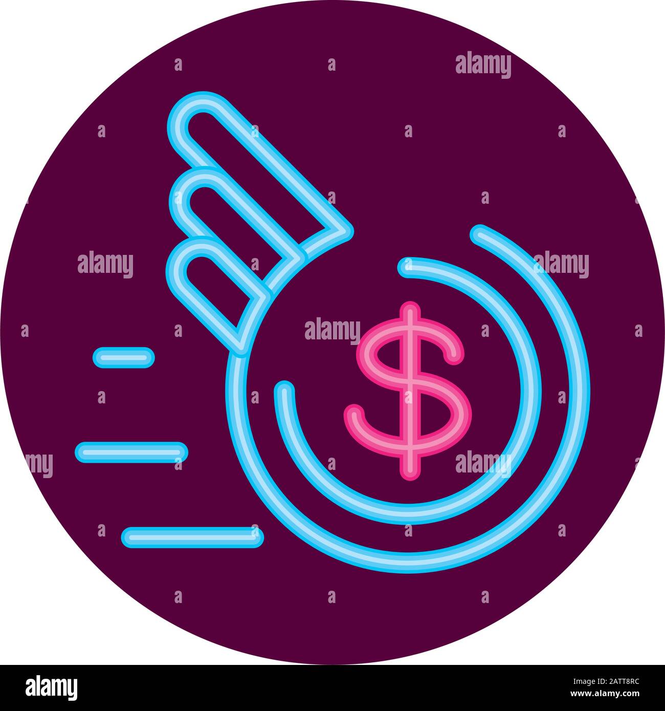 Neon coin with wings of money financial item banking commerce market ...