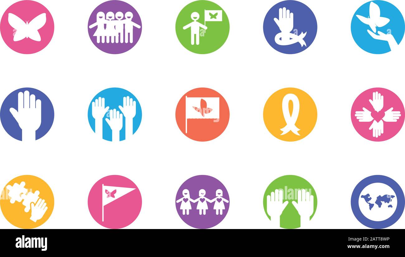 Icon set design of Zero discrimination day awareness help support ...
