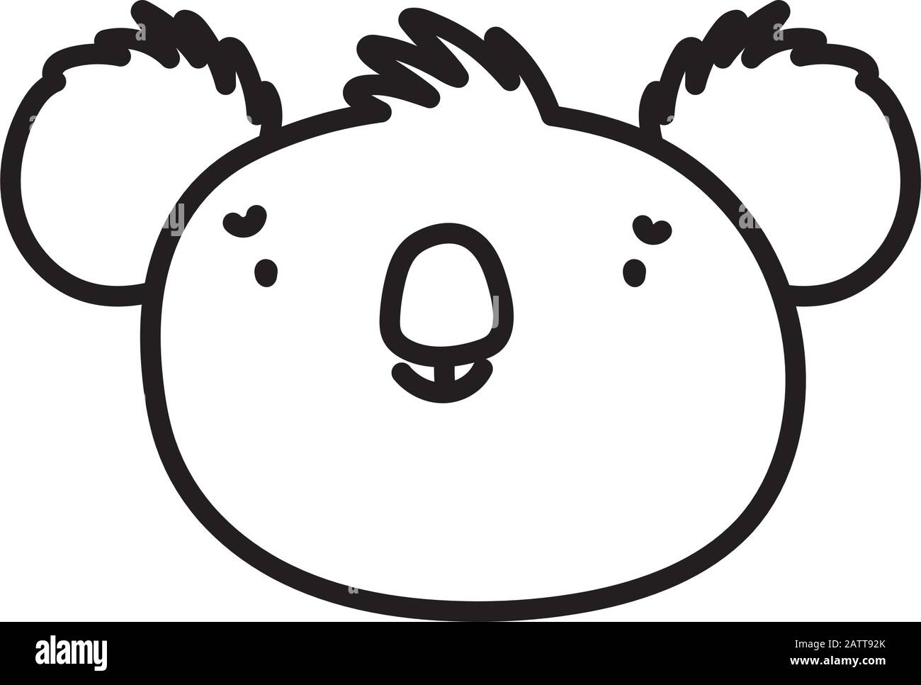 cute koala face cartoon character on white background vector ...