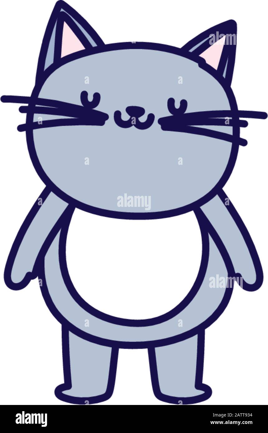 cute little cat cartoon character on white background vector ...