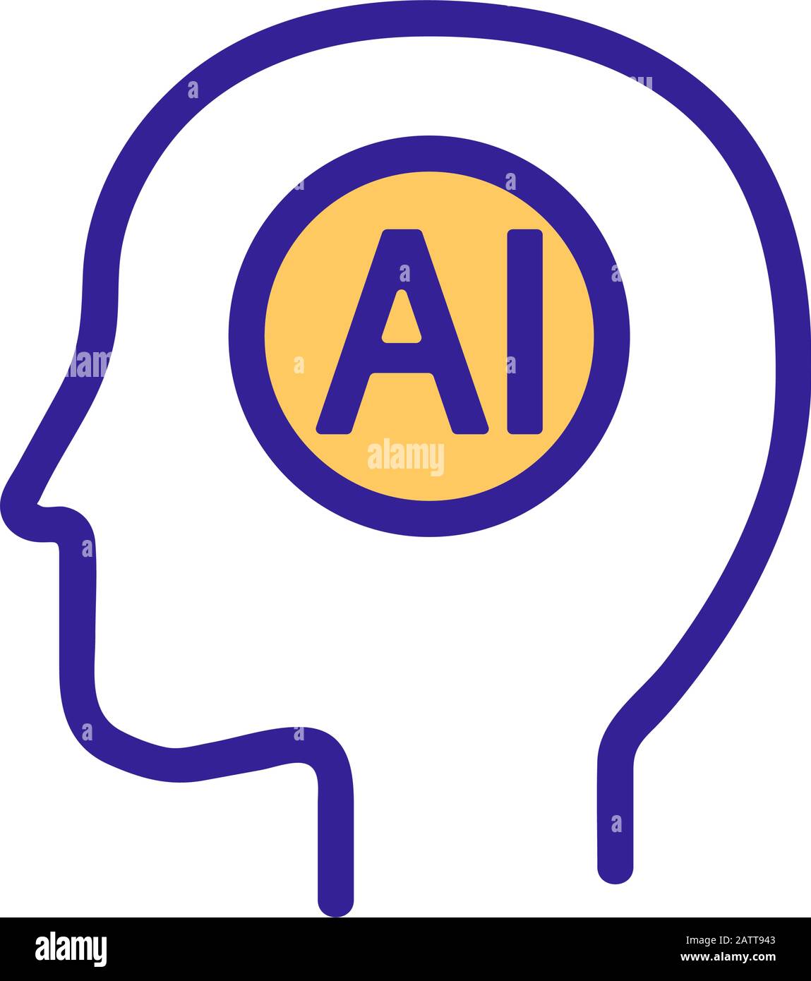 artificial intelligence icon vector. Isolated contour symbol ...