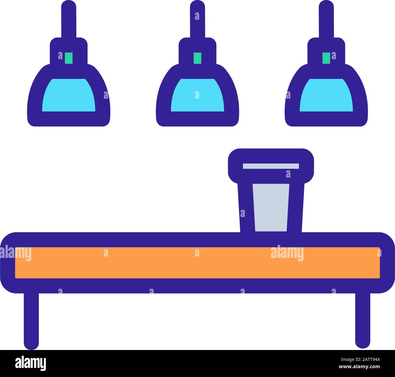 table in the coffee shop icon vector. Isolated contour symbol ...