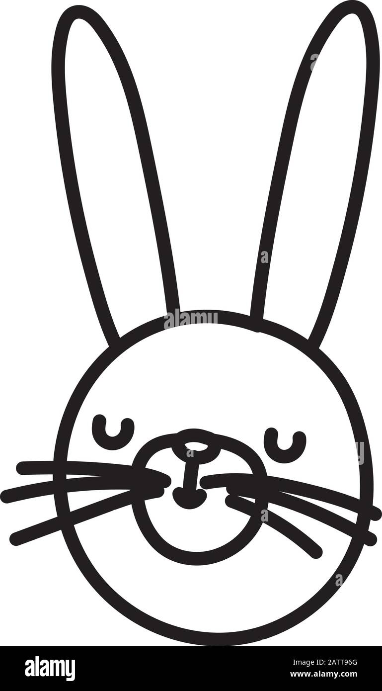 cute rabbit face cartoon character on white background vector ...