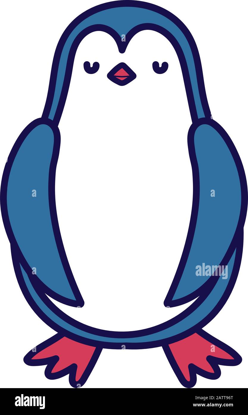 cute penguin standing cartoon character on white background vector ...