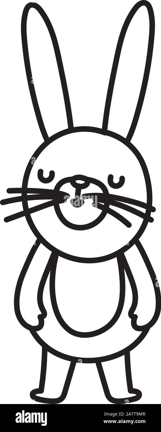 cute little rabbit cartoon character on white background vector ...
