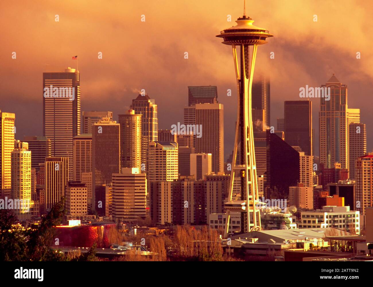 Seattle skyline with space needle Stock Photo - Alamy