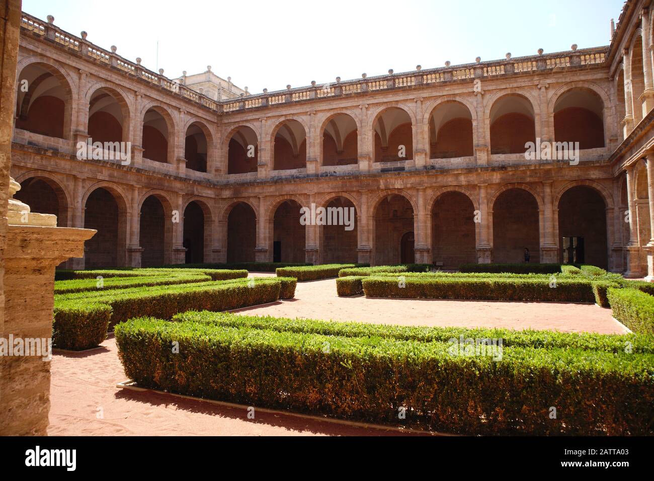 August 2019. Valencia, Spain. Interior of the cloister of the old ...