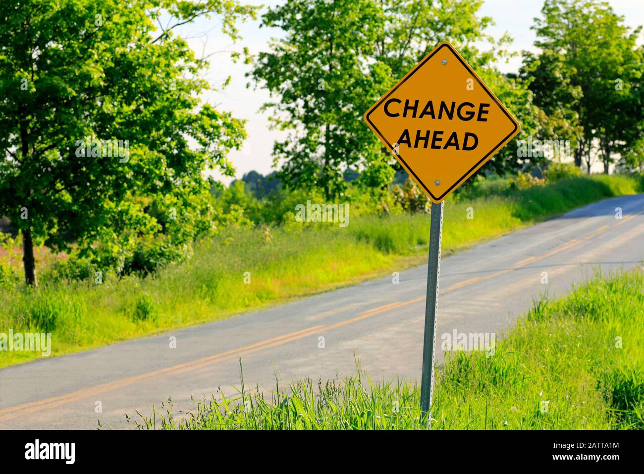 a road side sign metaphor of change coming Stock Photo - Alamy