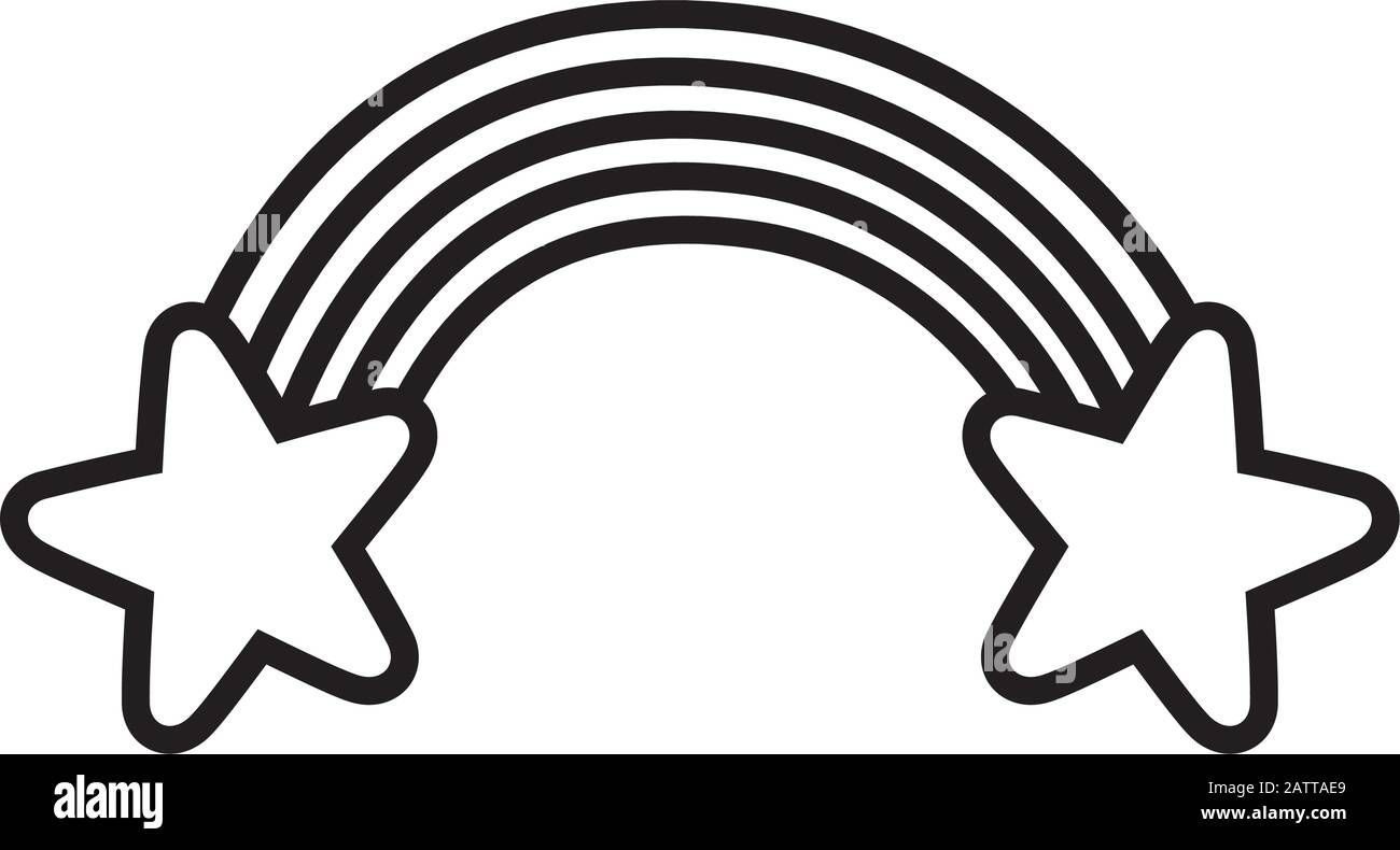 rainbow and stars decoration magic fantasy icon on white background ...