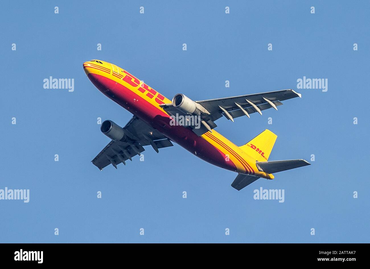 Aviation Airlines DHL cargo Airbus A300 aircraft taking off from Luton ...