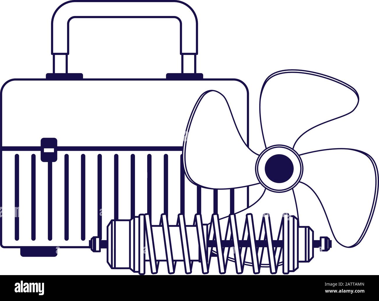 tools box with propeller and shock absorber, flat design Stock Vector ...