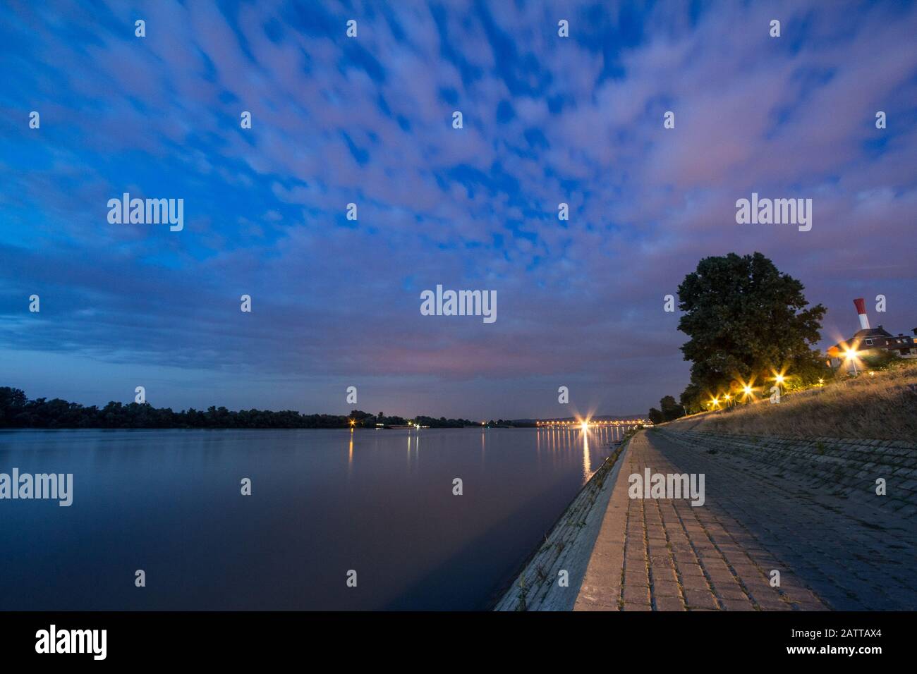 Panorama of the Danube river, also called Dunav, from the quay of the ...