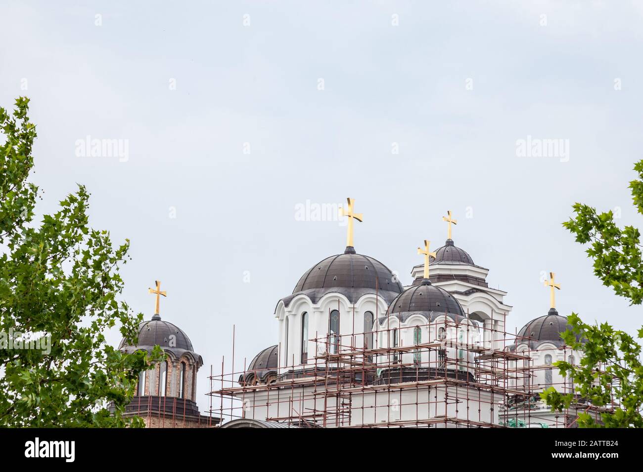 Roofs and Cupola of a Serbian Orthodox Church under construction in the ...