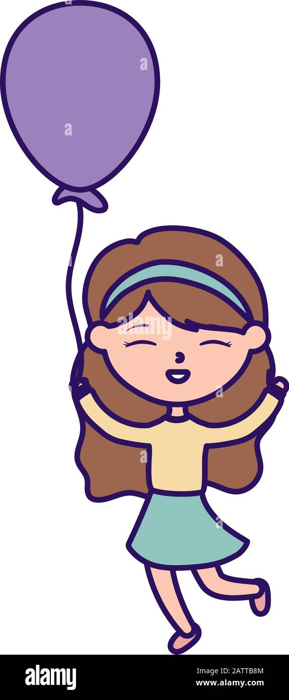 happy childrens day, little girl with balloon celebration party cartoon ...