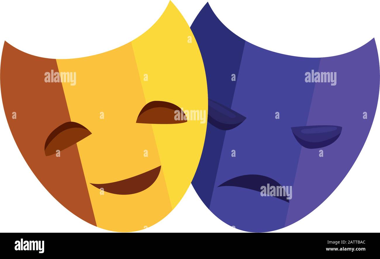 Happy and sad masks design, Party celebration event happy birthday ...