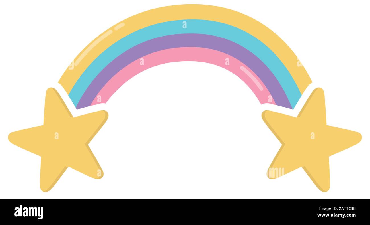 rainbow and stars decoration magic fantasy icon on white background ...